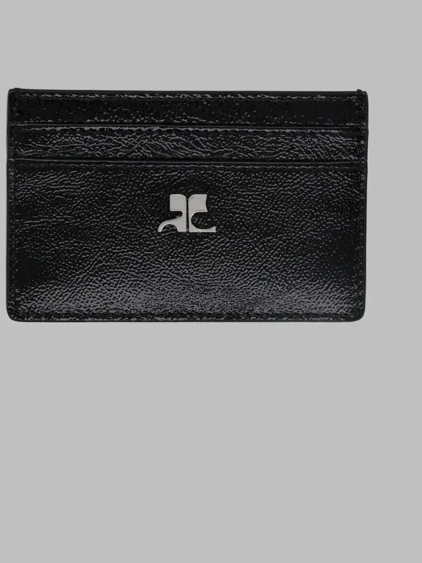 COURREGES Varnished Cow Leather Wallet - Black