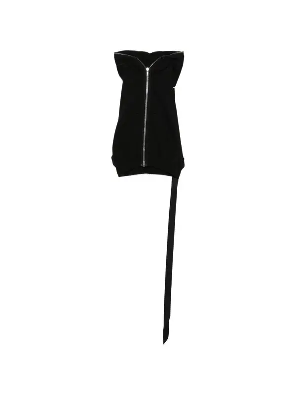 Rick Owens Zip-front Hooded Sweatshirt With Front Pouch Pockets And Ribbed Hems - Nero