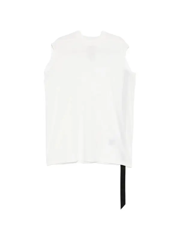 Rick Owens Sleeveless Crew Neck T-shirt With Raw-edge Detail And Long Length - Bianco