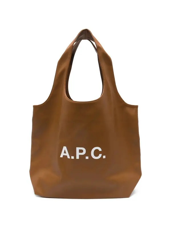 A.p.c. Tote Bag With Front Logo Print - Marrone