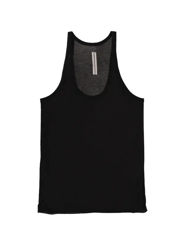 Rick Owens Ponyskin Tank Top With Plunge Neckline And Raw-cut Hem - Nero