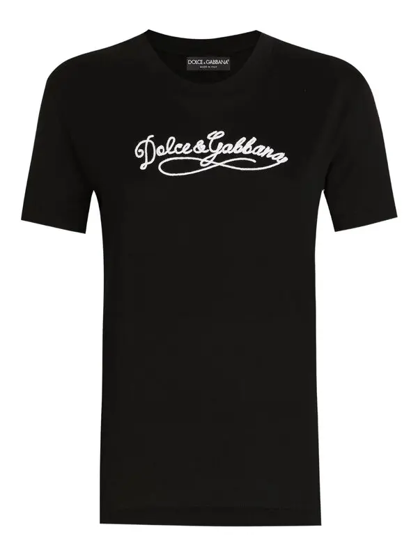 Dolce & Gabbana Crewneck T-shirt With Embroidered Logo - Nero