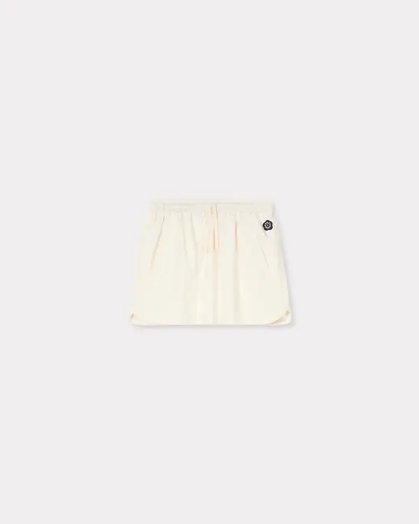 Kenzo Elastic Waist Mini Skirt With Tie & Side Pockets - Bianco
