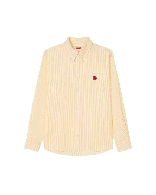 Kenzo Casual Shirt With Boke Flower Embroidery In Seersucker Cotton - Giallo