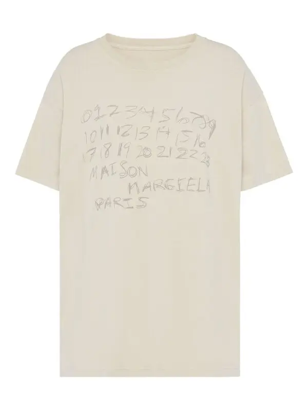 MAISON MARGIELA Cotton Printed Numbers T-shirt - Bianco