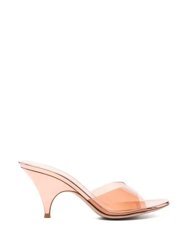 GIANVITO ROSSI Metallic-effect Leather And Transparent Plexiglas Sandals