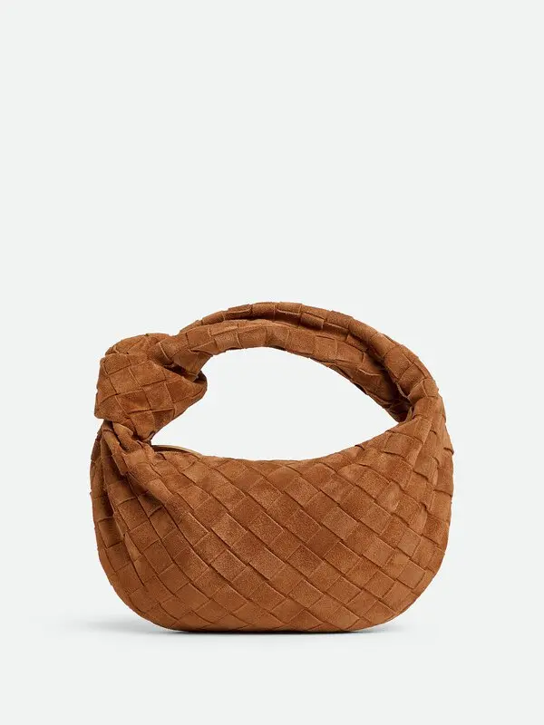 Bottega Veneta Mini Leather Handbag With Intrecciato Motif, Single Compartment & Zip Closure - Marrone