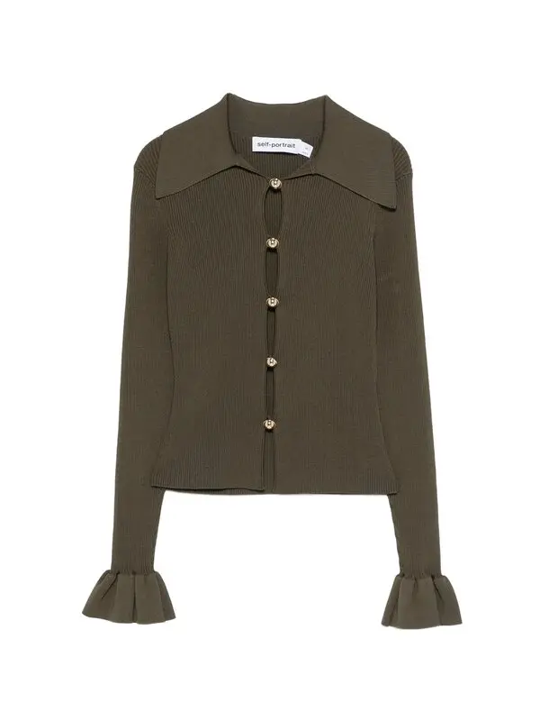 SELF-PORTRAIT Oversized Collar Button-front Shirt With Keyhole Detail