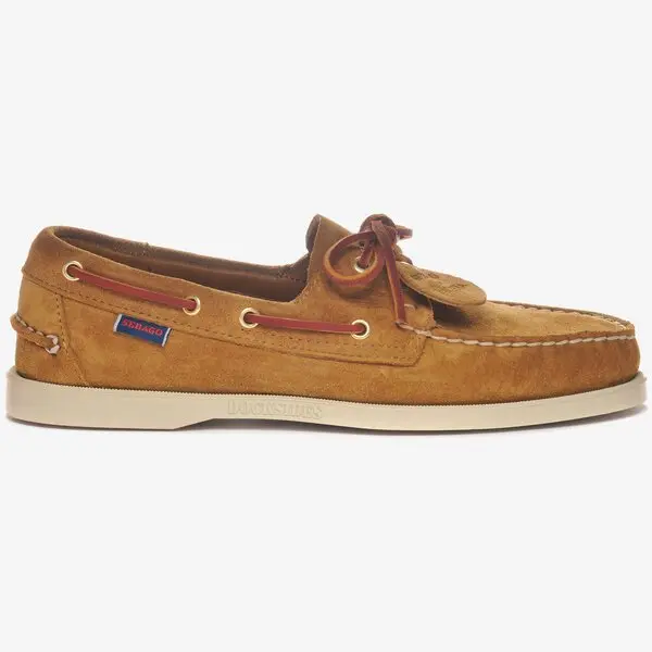SEBAGO Suede Boat Shoe With Square-cut Lace And Non-slip Rubber Sole - Marrone