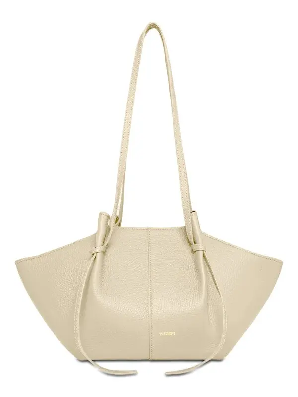 Yuzefi Pebbled Leather Tote Bag With Knotted Details - Ivory