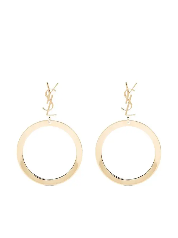 Saint Laurent Cassandre Hoop Pendant Earrings - Oro