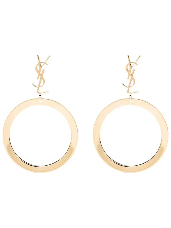 Saint Laurent Cassandre Hoop Pendant Earrings - Oro