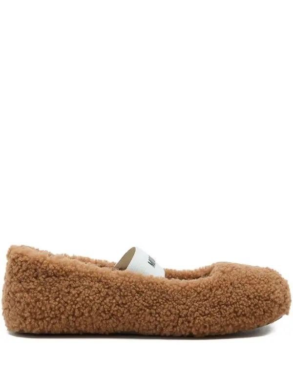 Moon Boot Shearling Ballet Flats - Marrone
