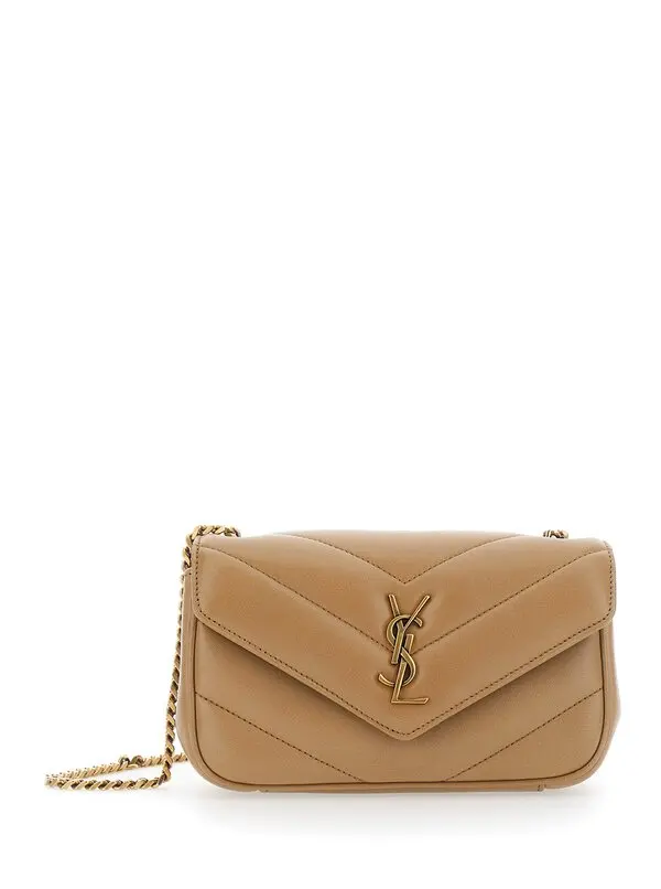 Saint Laurent Mini Lambskin Handbag With Removable Pouch