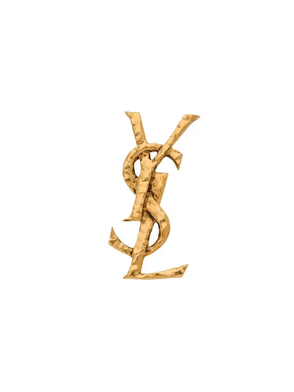 Saint Laurent Cassandre Hammered Mini Clip-on Earring - Oro