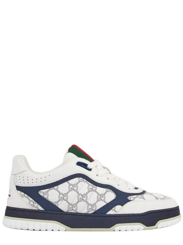 Gucci Gg Outline Pebbled Leather Sneaker With Interlocking G Web And 10mm Profile