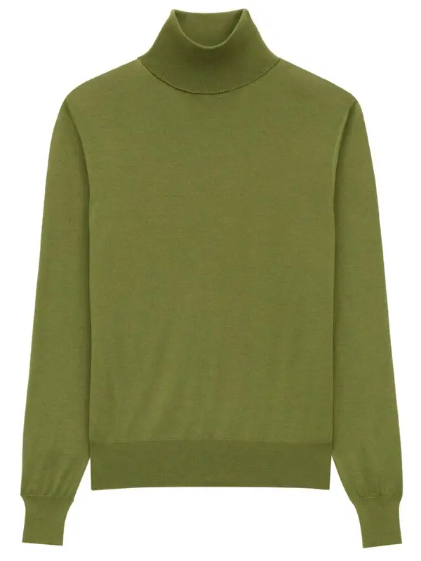 Saint Laurent Fine-knit Wool, Cashmere, And Silk Turtleneck Sweater - Verde