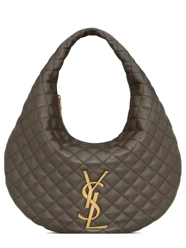 Saint Laurent Quilted Leather Shoulder Bag With Gold Tone Logo
