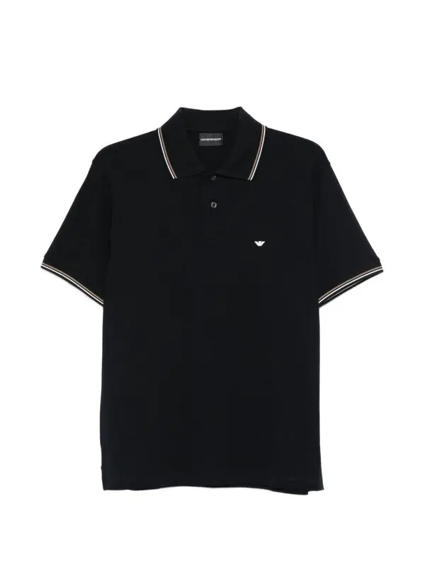 Emporio Armani Logo Cotton Polo Shirt - Blue