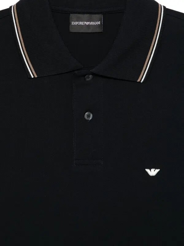 Emporio Armani Logo Cotton Polo Shirt - Blue