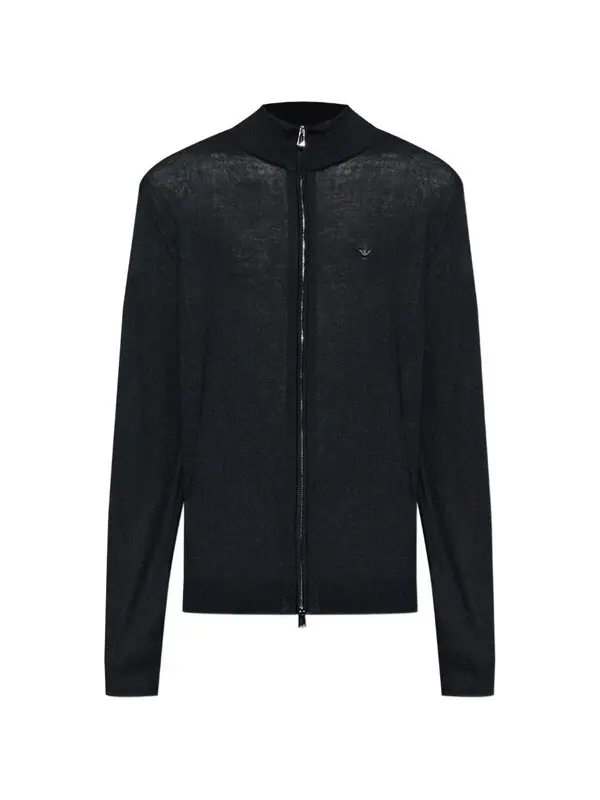 Emporio Armani Zip-up Fine Knit Wool Cardigan
