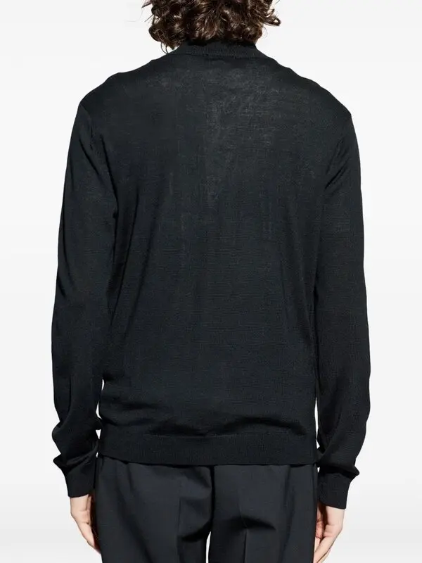 Emporio Armani Zip-up Fine Knit Wool Cardigan