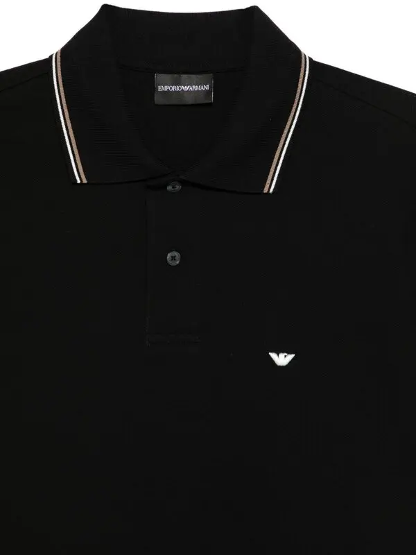 Emporio Armani Logo Cotton Polo Shirt - Black