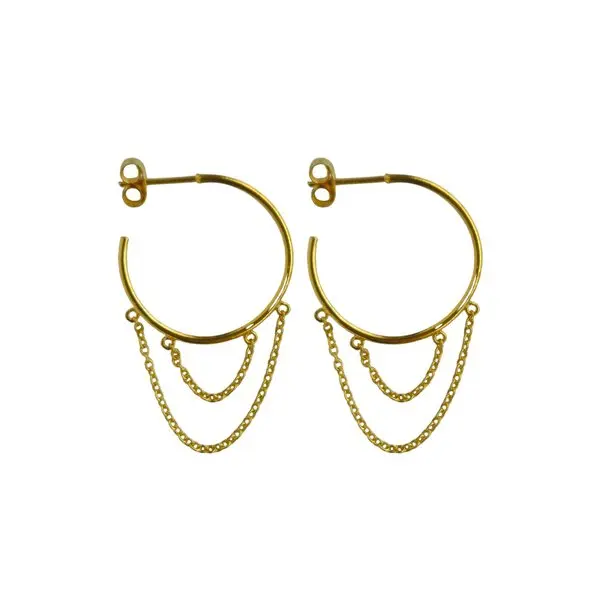 AREIA JEWELLERY Elva Chain Hoop Earrings - Gold