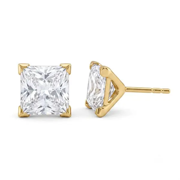 Zahav Jewelry 10k Solid 5mm Princess Cut Cz Stud Earrings
