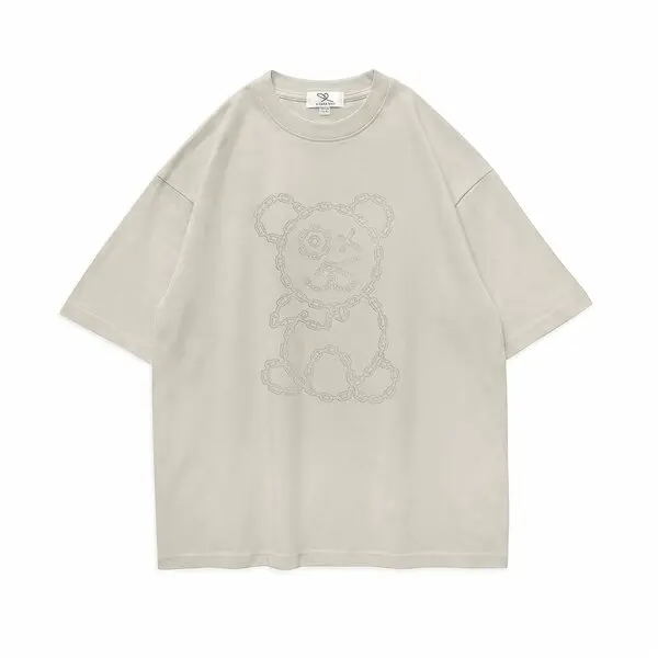 X ILONA BLUE Organic Cotton Embroidered Bear T-shirt - Blue