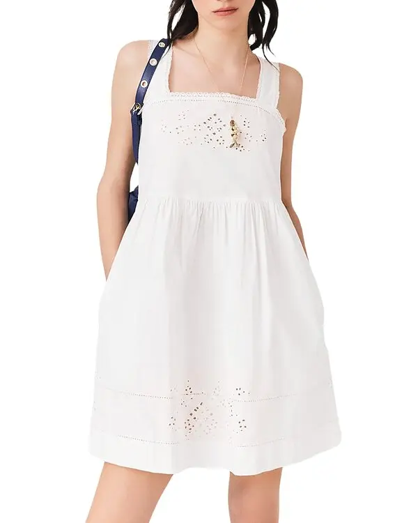 Maje Short Dress With Lace Trim