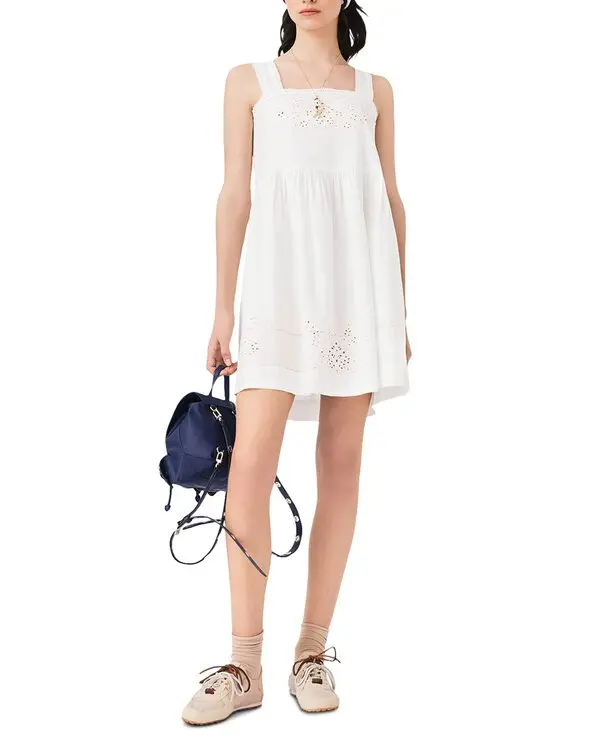 Maje Short Dress With Lace Trim