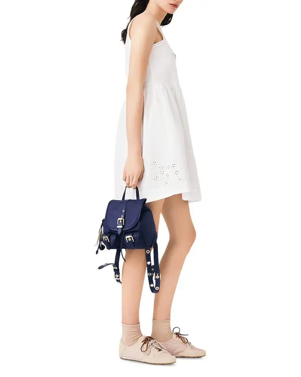 Maje Short Dress With Lace Trim