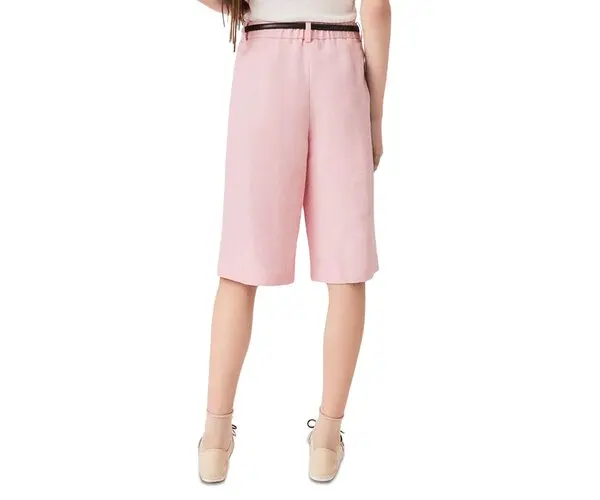 Maje Pleated Linen Blend Bermuda Shorts