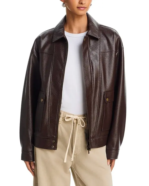 Paige Ashland Faux Leather Bomber Jacket