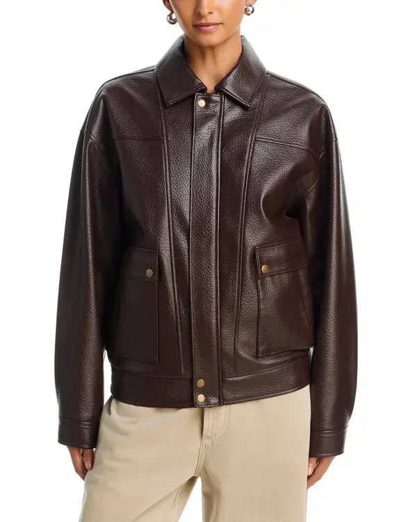 Paige Ashland Faux Leather Bomber Jacket