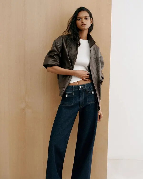 Paige Ashland Faux Leather Bomber Jacket