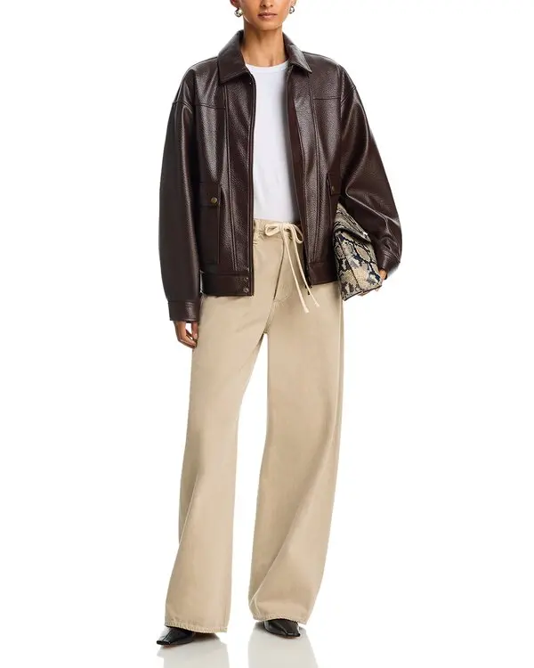 Paige Ashland Faux Leather Bomber Jacket
