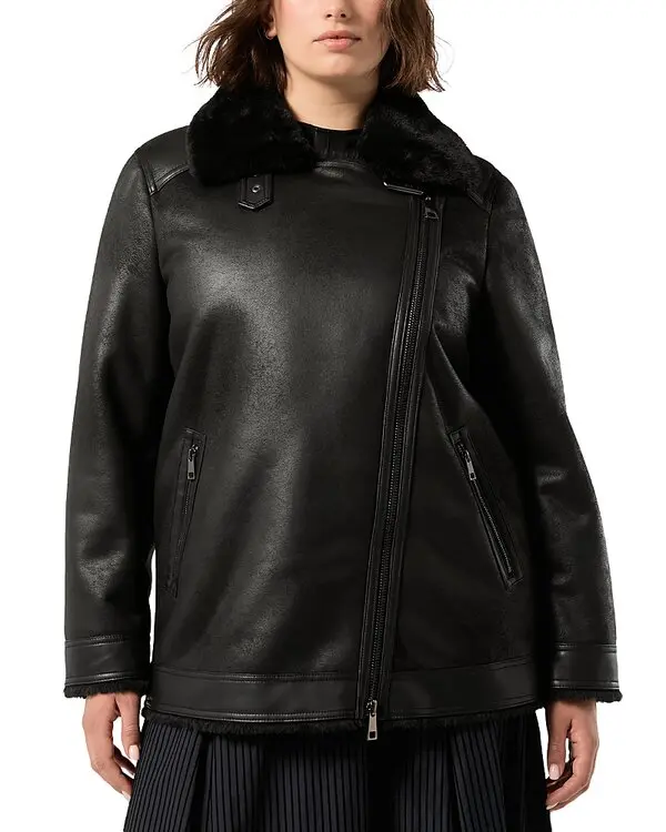 Marina Rinaldi Faux Leather Aviator Jacket