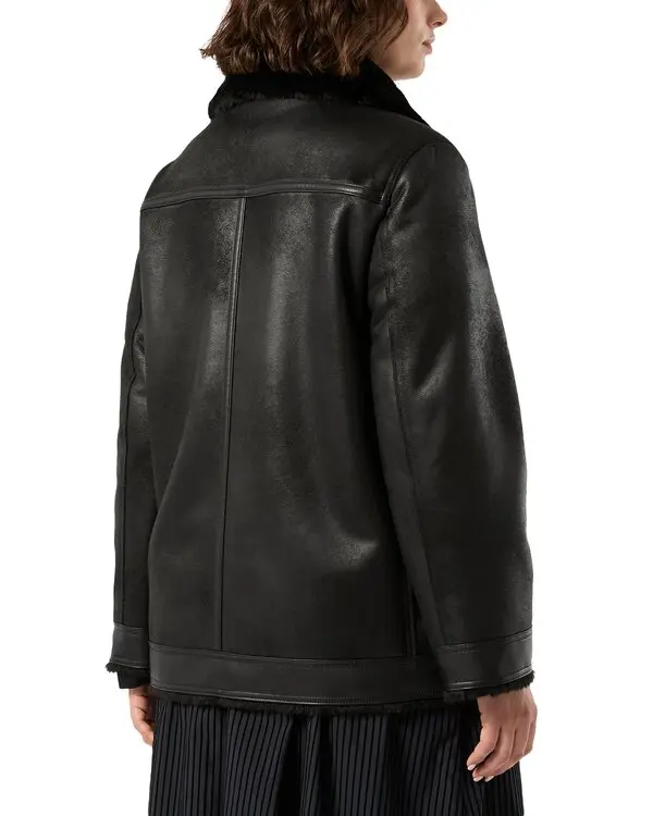Marina Rinaldi Faux Leather Aviator Jacket