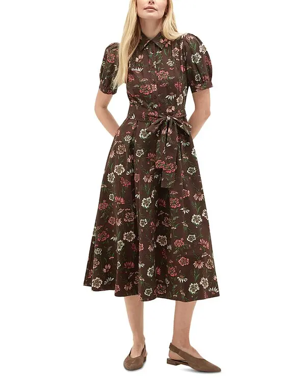 HOBBS LONDON Floral Print Belted Shirt Dress