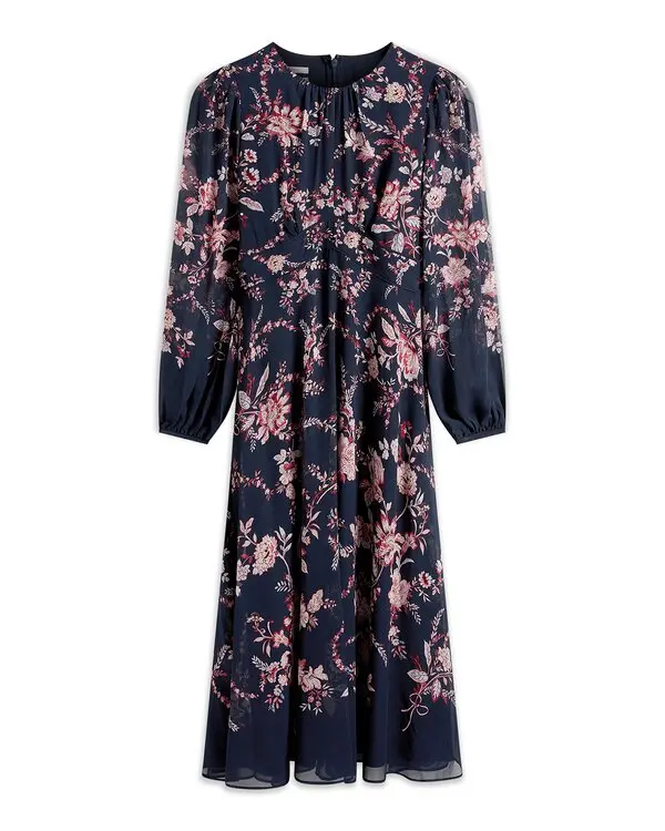 HOBBS LONDON Petites Silk Floral Midi Dress