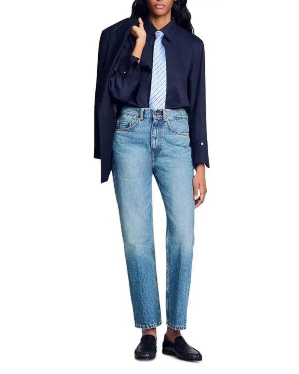 Sandro Wide Cuff Button Front Shirt