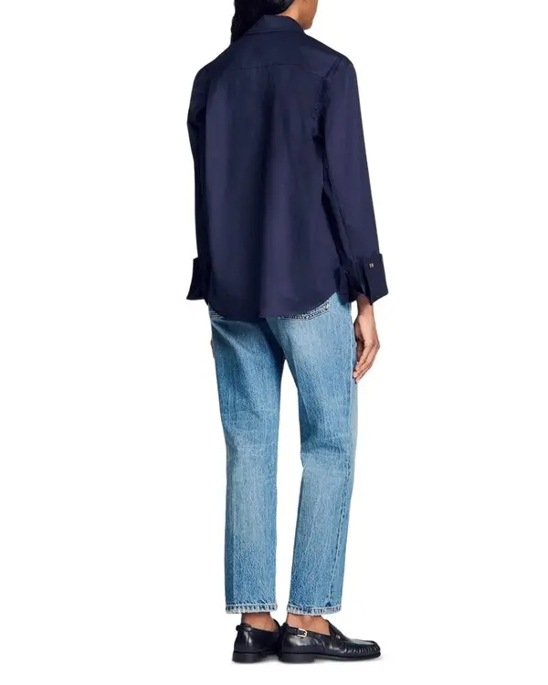 Sandro Wide Cuff Button Front Shirt