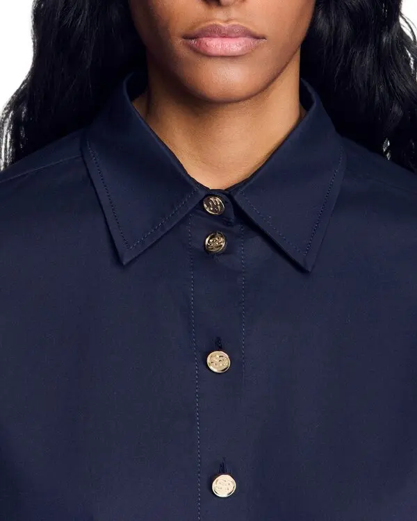 Sandro Wide Cuff Button Front Shirt