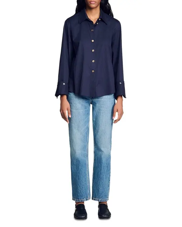 Sandro Wide Cuff Button Front Shirt
