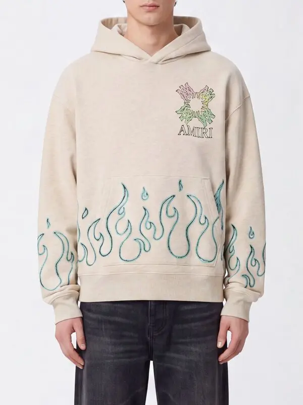 Amiri Hooded Sweatshirt With Flame Embroidery