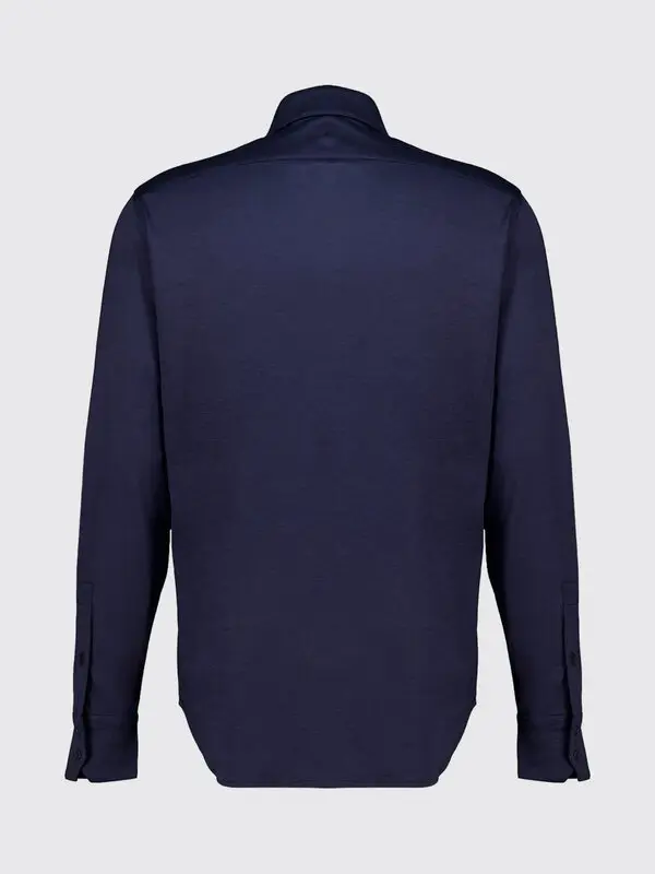 TOM FORD Slim Fit Striped Silk And Cotton Blend Shirt With Pockets - Blue
