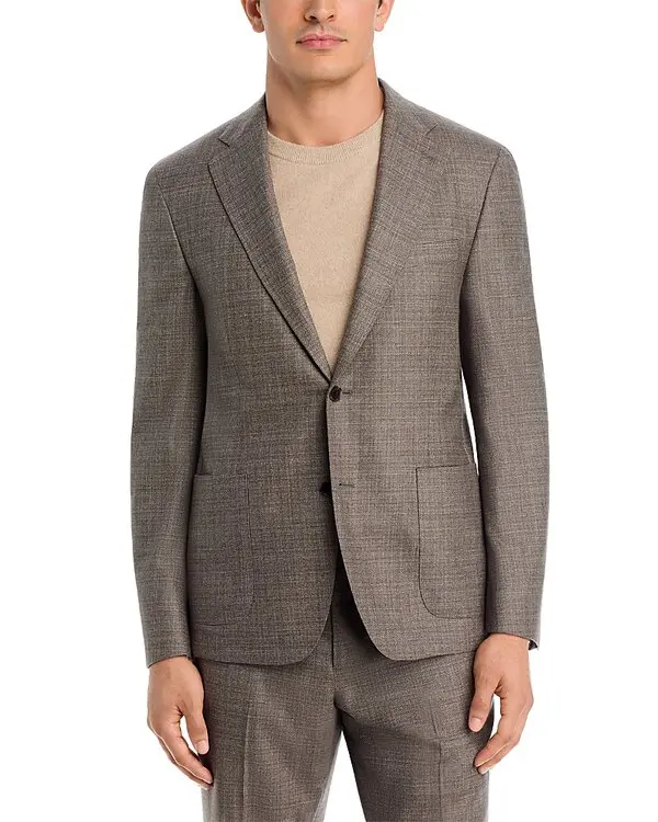 Vince Melange Brushed Regular Fit Suit Jacket - Heather Brown