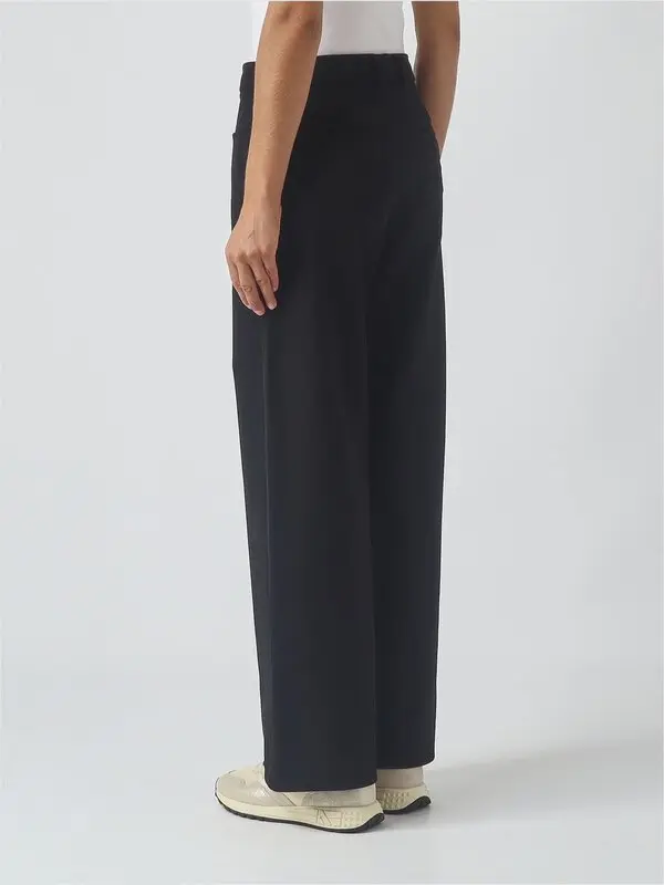 Max Mara Gela Wide-leg Cotton-blend Trousers - Black